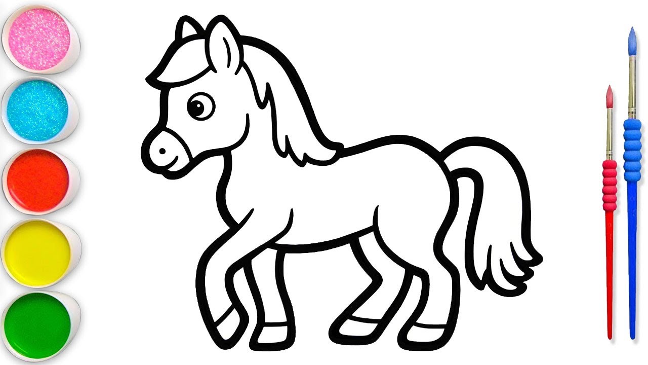 How to Draw a Horse 🐴 | Easy Horse Drawing, Painting and Coloring for ...