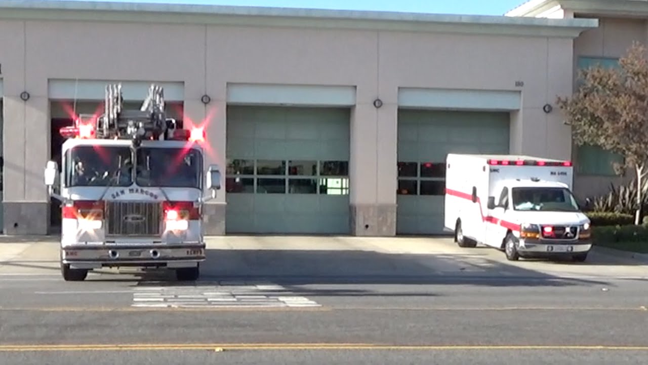 San Marcos Fire T1473 & M1491 Responding - YouTube