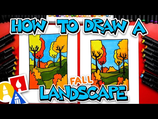 How To Draw A Fall Landscape - version 2 - Videos For Kids