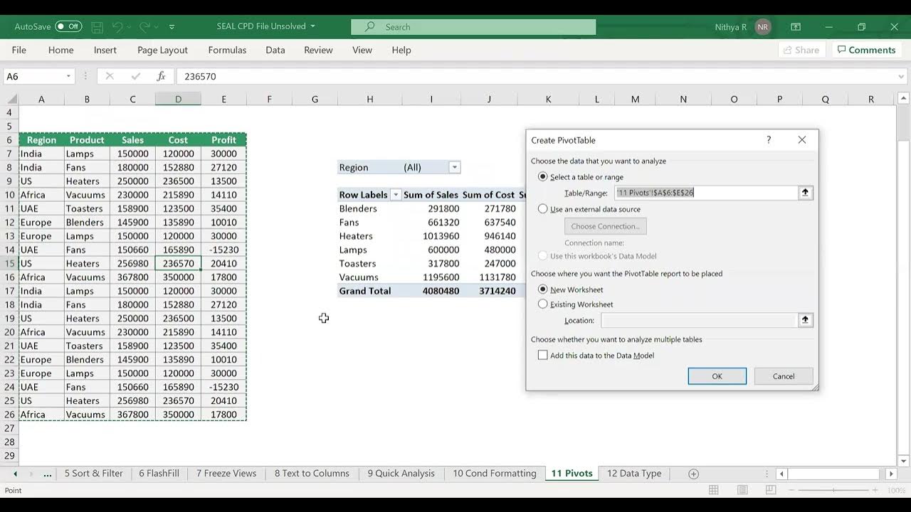 11 Pivot Tables - YouTube