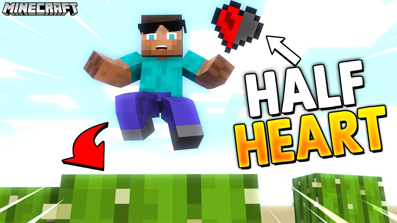 Surviving the HALF HEART Challenge in Minecraft - YouTube