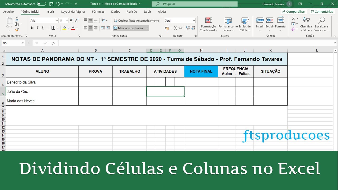 Dividindo Células e Colunas no Excel 365 - YouTube