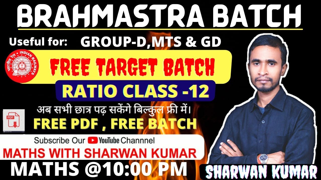 10:00 PM | FREE TARGET BATCH | RATIO AND PROPORTION CLASS- 12 | BY ...