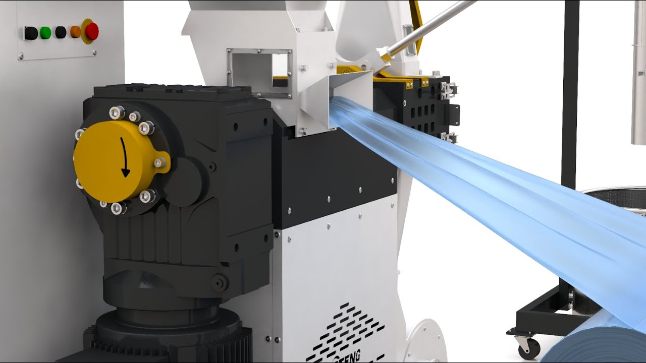 3D Perspective - Online Film Trim Pelletizer SFP-45 薄膜回收造粒机运行原理解析 - YouTube