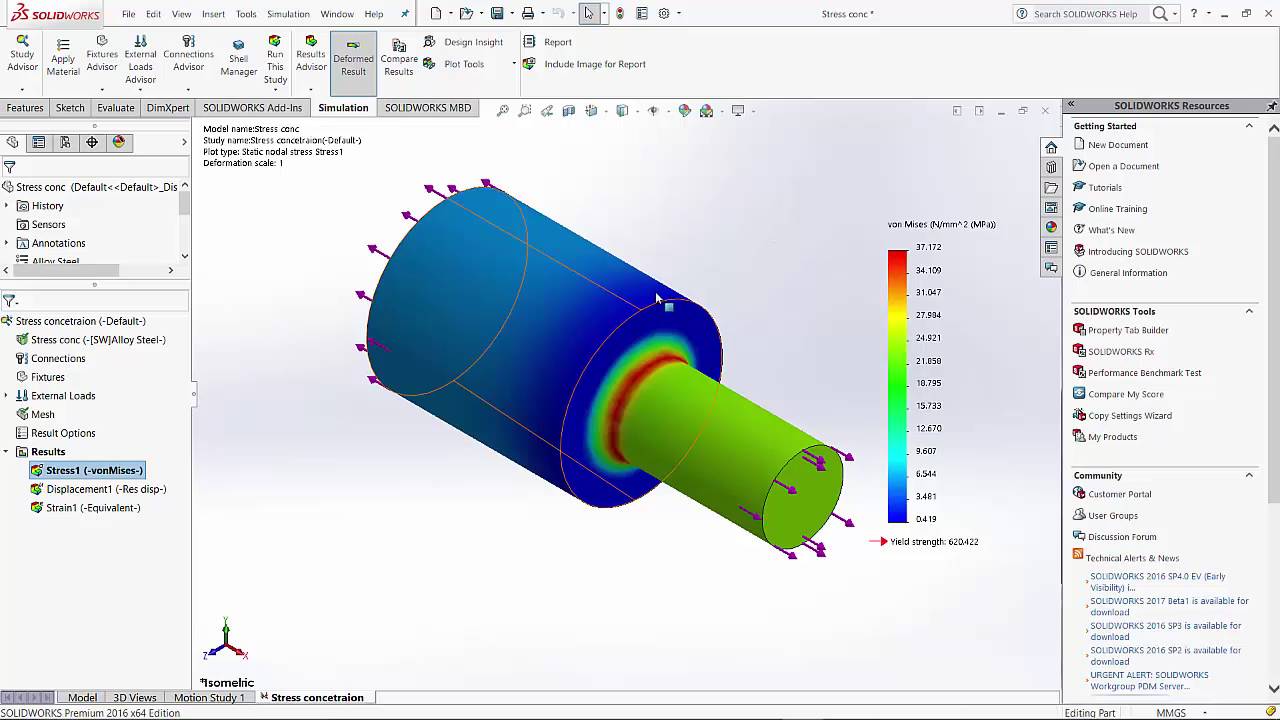 Stress concentration Analysis using Solidwork - YouTube