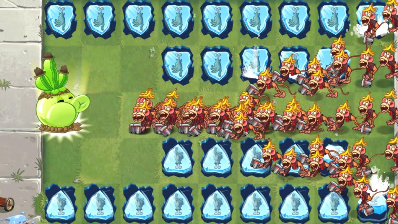 PvZ 2 - All Peashooter & Other Plants Vs 100 crazy Monkey! - YouTube