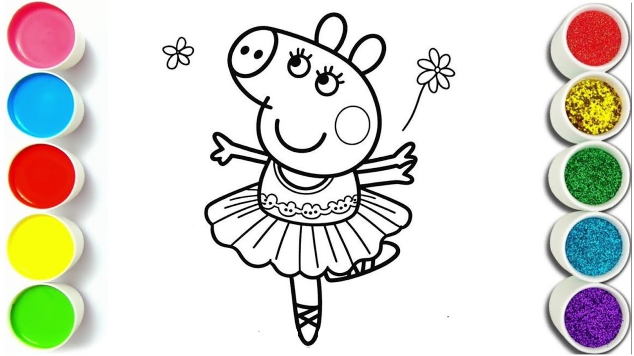 Dibujo y coloreado de Lady Peppa Pig | Dibujos para niños - YouTube