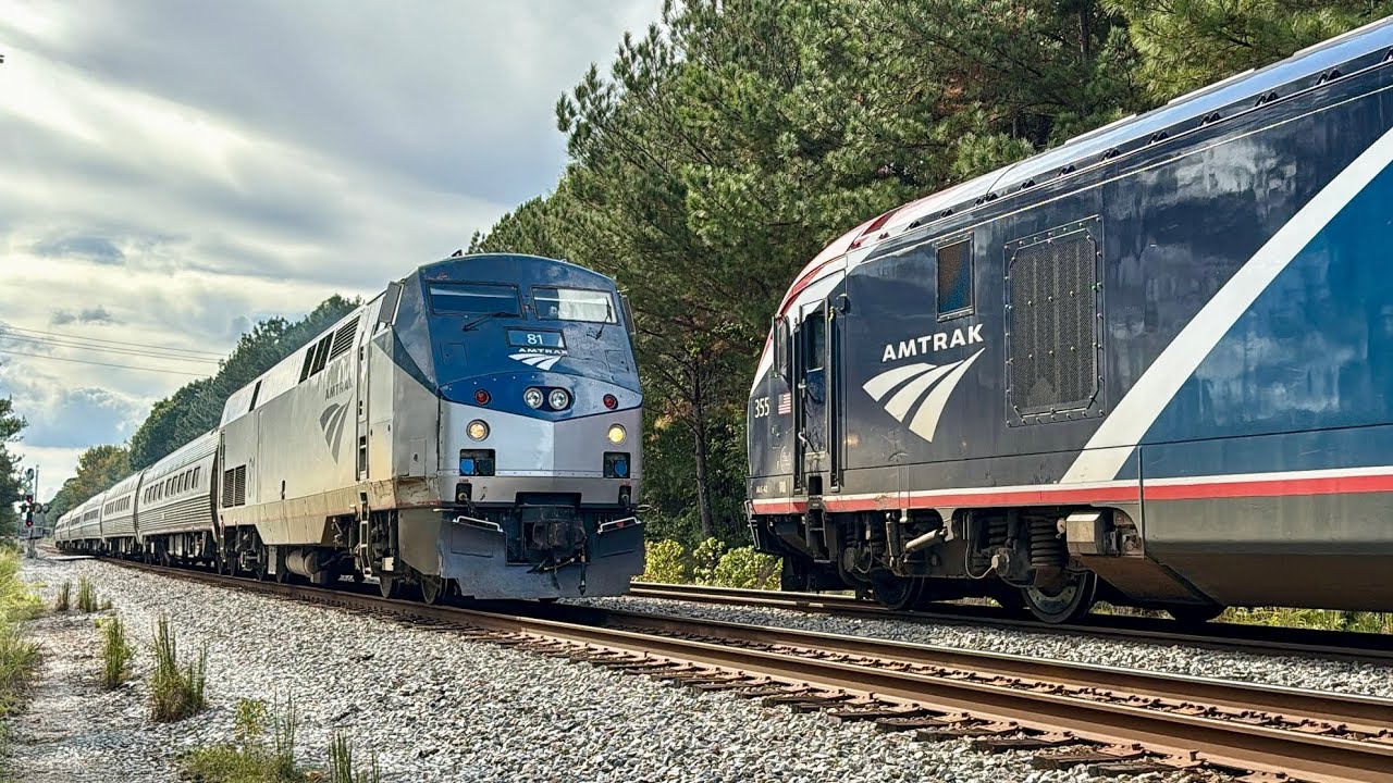 Amtrak 90 Meets Amtrak 89 + Full Signal Upgrade Sequence at North Selma ...