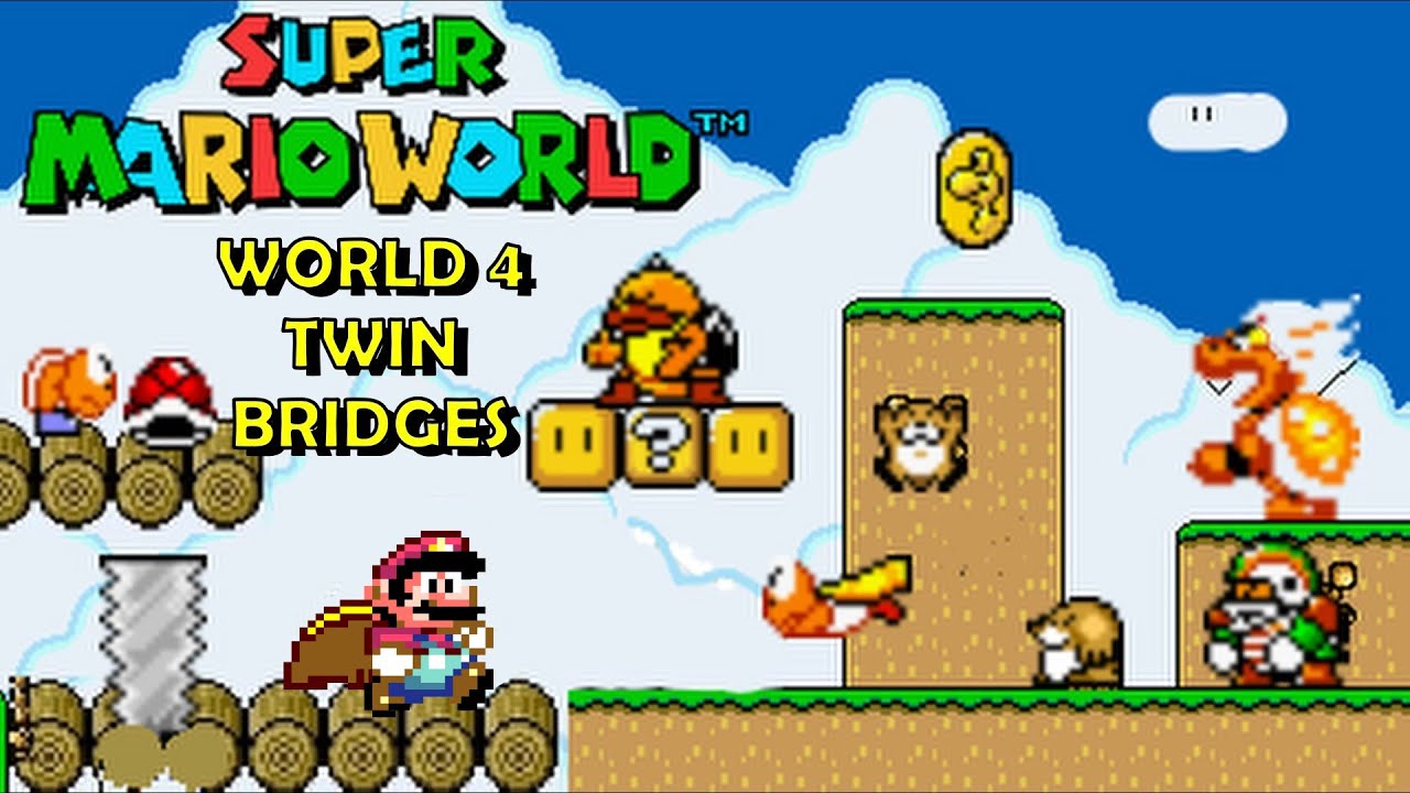 Super Mario World 100% Walkthrough (All Exits) (World 4) Twin Bridges ...