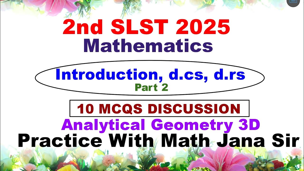 WBSSC # 3D # PART 2 # INTRODUCTION TO 3D # ANALYTICAL GEOMETRY # SLST ...