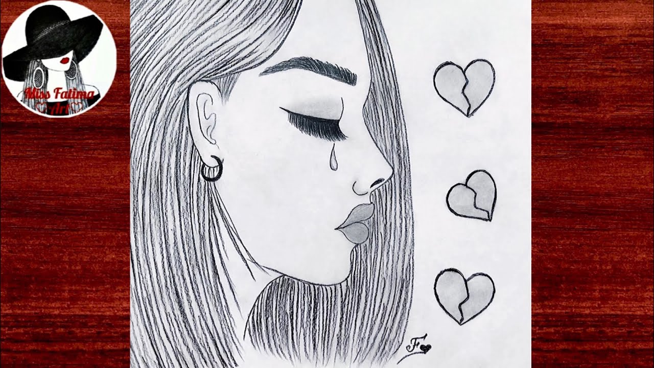 How to draw a sad girl | Crying girl drawing step by step | Miss Fatima ...