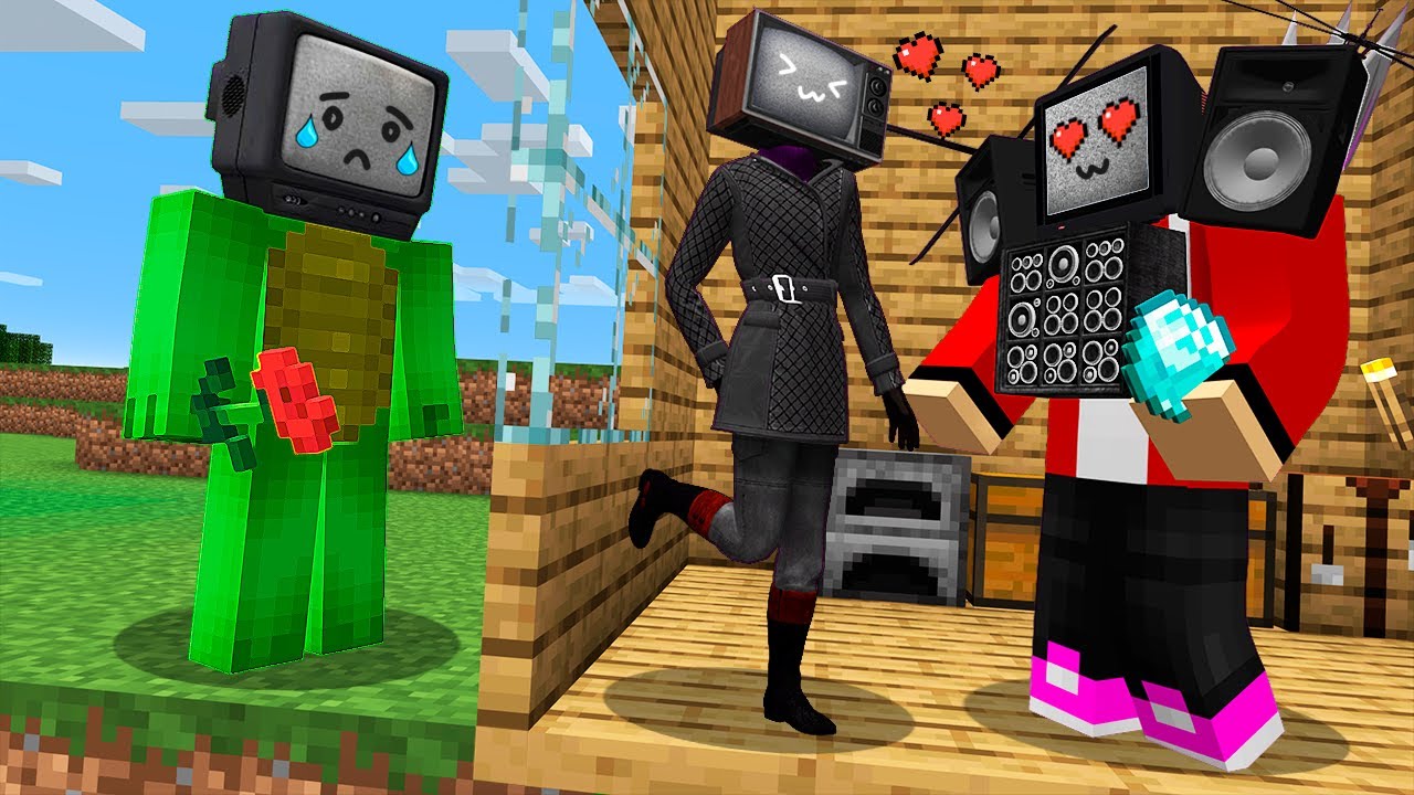JJ TV MAN TITAN and MIKEY - Sad Love Story with TV WOMAN in Minecraft ...