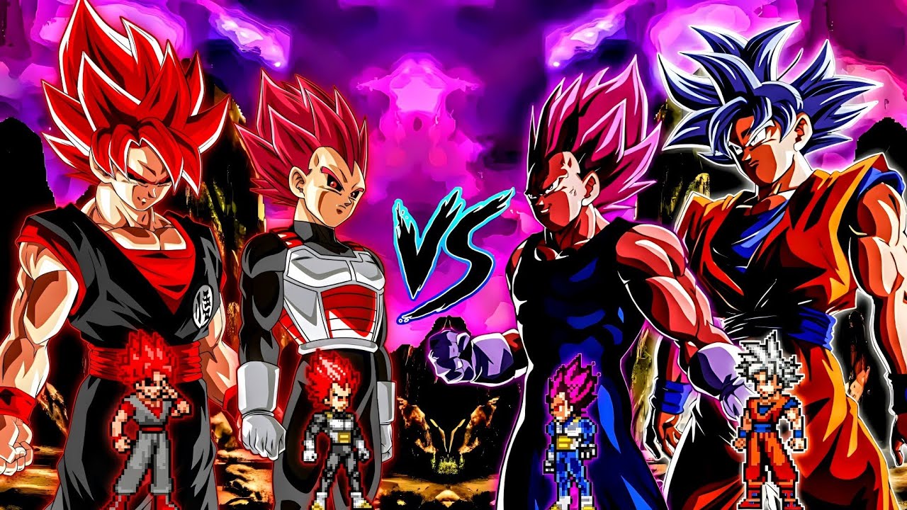 Evil Vegeta SSJ V2 (New) & Evil Goku TP (AF) VS Goku DBS V3.5 (AF ...