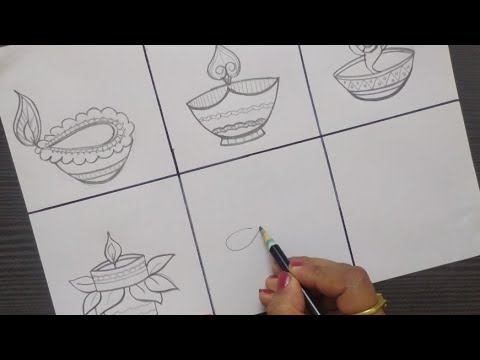 Diya drawing / how to draw Diya step by step / Diwali special Diya ...