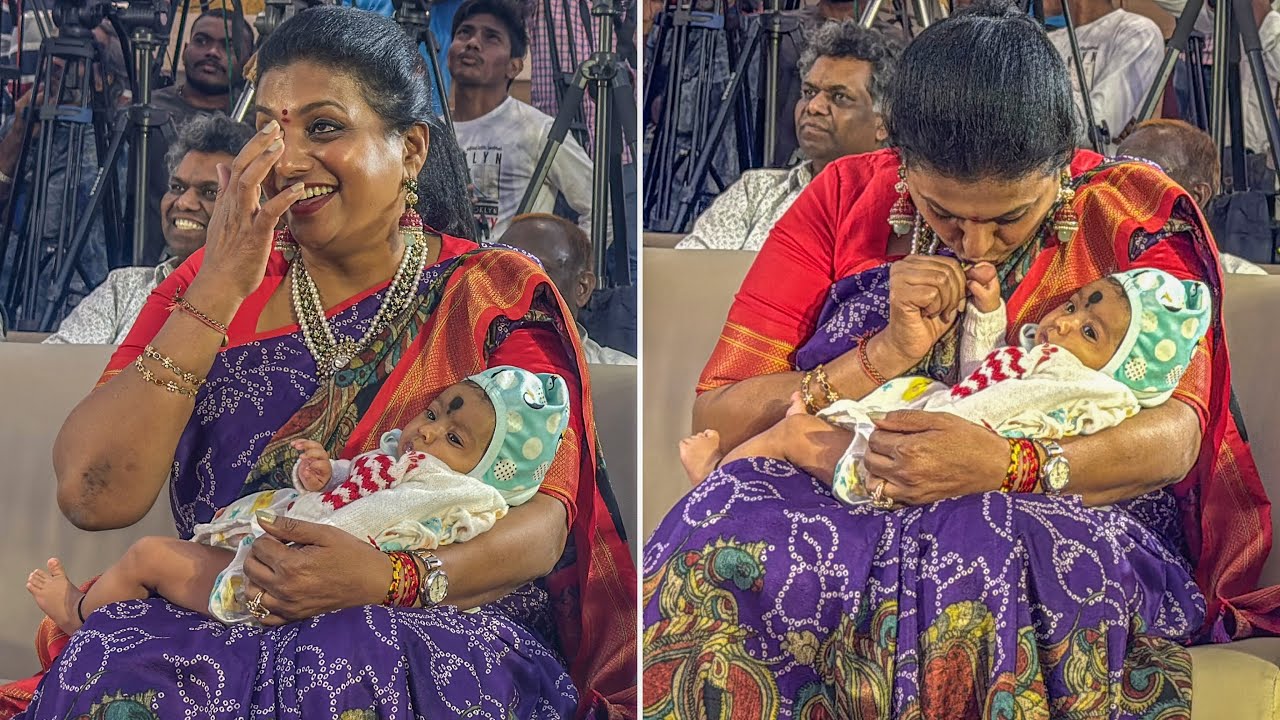 RK Roja kisses Sujatha's Daughter | RK Roja Jabardasth Sujatha Baby ...