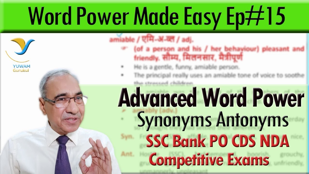 #amiable || Word Power Made Easy Ep#15 || Advanced Word Power Synonyms ...