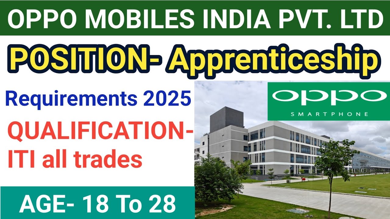 Oppo mobile company job 2025 // OPPO mobile company Apprentice vacancy ...