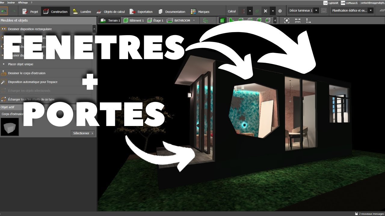 DIALux evo : Tout sur les OUVERTURES (Fenêtres et Portes) - YouTube