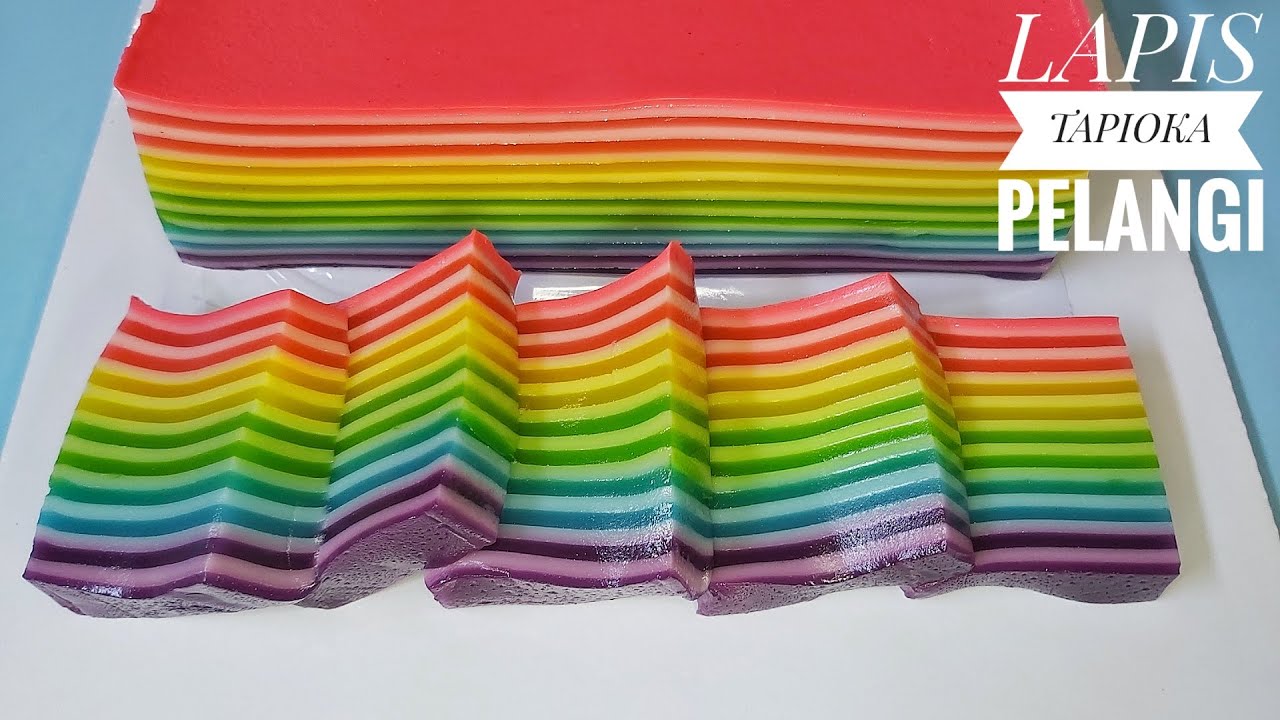 Resep Lapis Tapioka Rainbow Super Glowing | Enak Legit dan Kenyal - YouTube