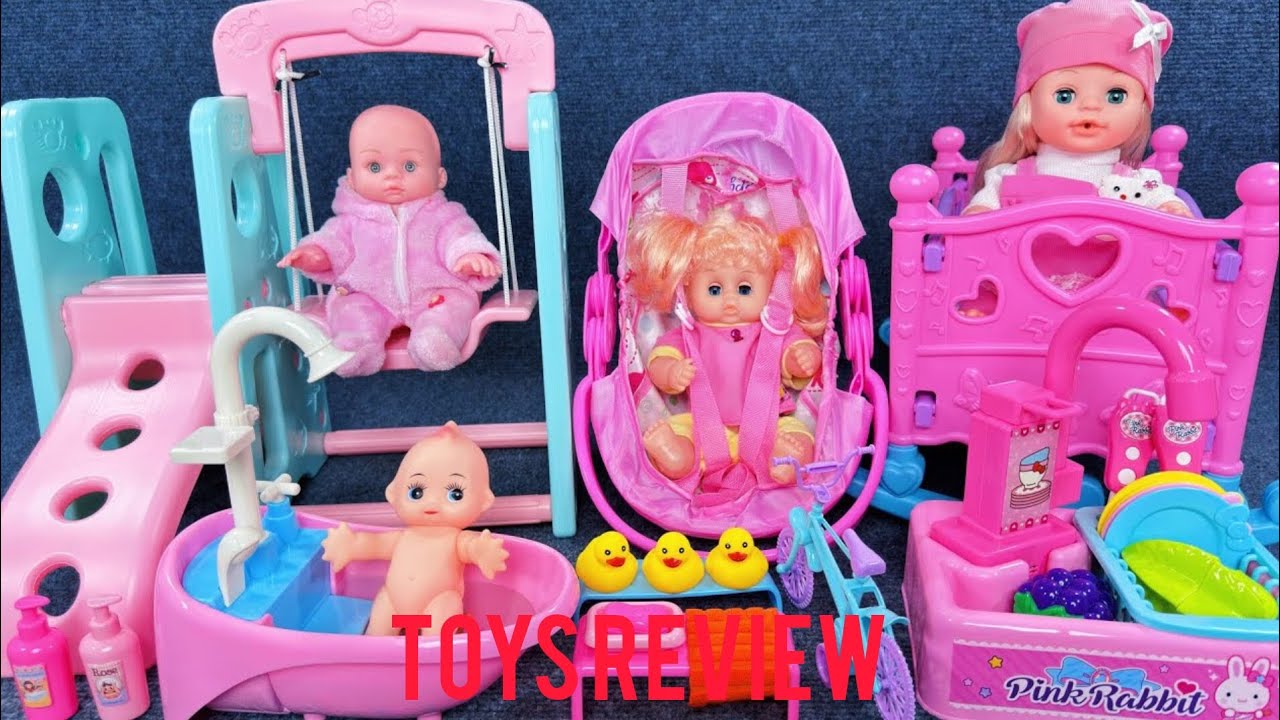 11 Minutes Satisfying with Unboxing Pink Rocking Playset，Bath Toys ...