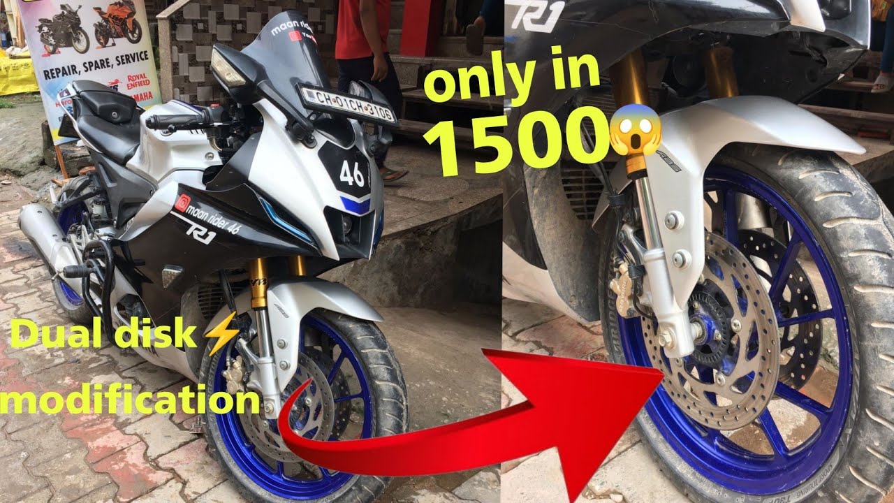Yamaha R15m double disc install#viralvideo#youtubevideo#tranding#bike# ...