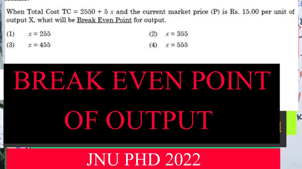 Break Even Point Of Output From Given Cost And Revenue Function YouTube Break Even Point Of Output From Given Cost And Revenue Function YouTube