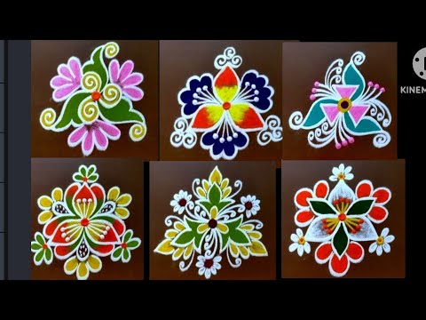 6 Attractive Mini Rangoli Collection's 🌺4*1 dots simple & easy daily ...