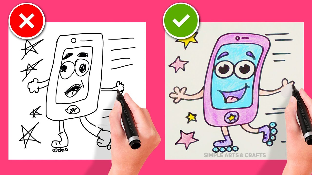 How To Draw A Smartphone Simple Art Lesson For Beginners Step By Step ...