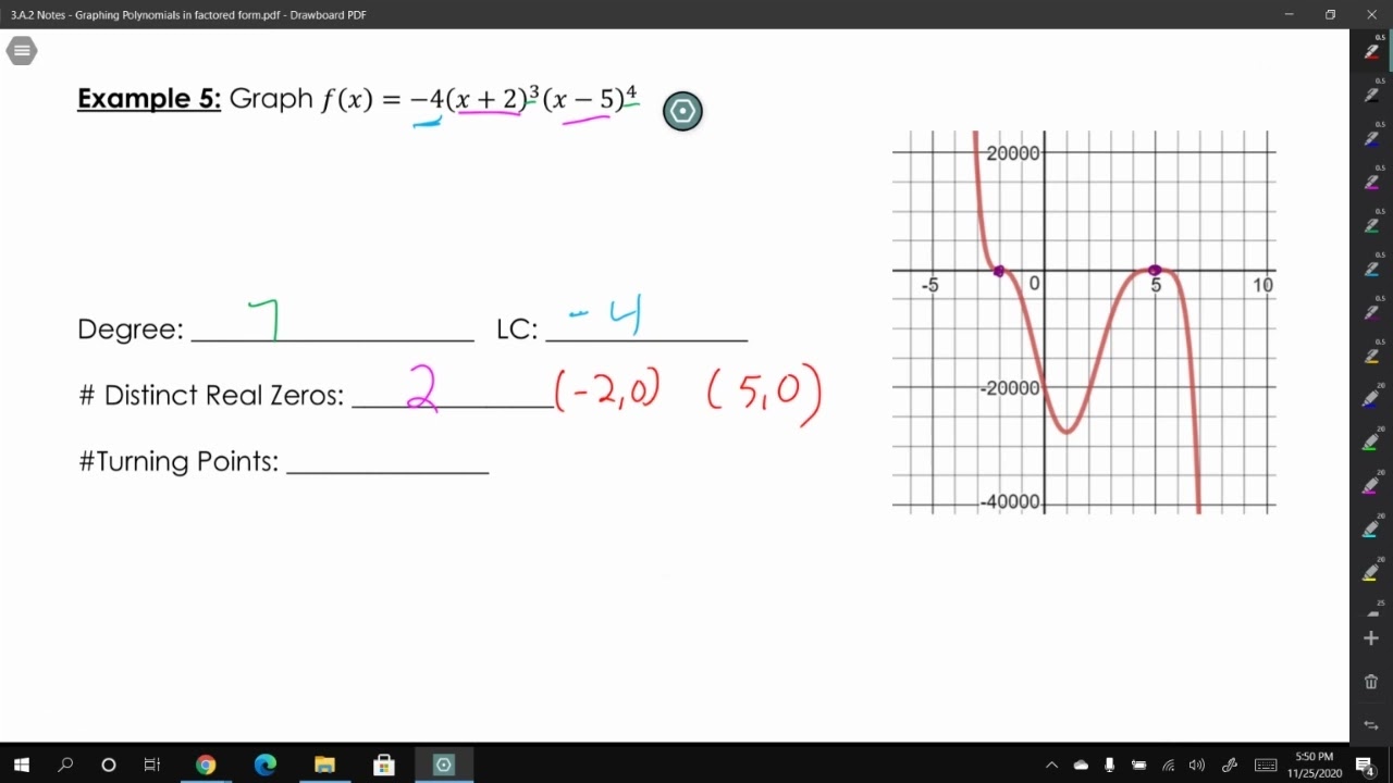 Algebra 2 trig unit 2 day 2: Graphing Polynomials in Intercept Form ...
