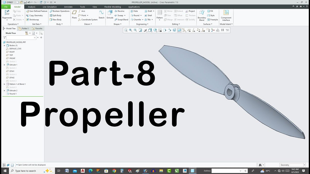 [Part-8] Propeller | Irvine Two Stroke Model Engine In Creo - YouTube