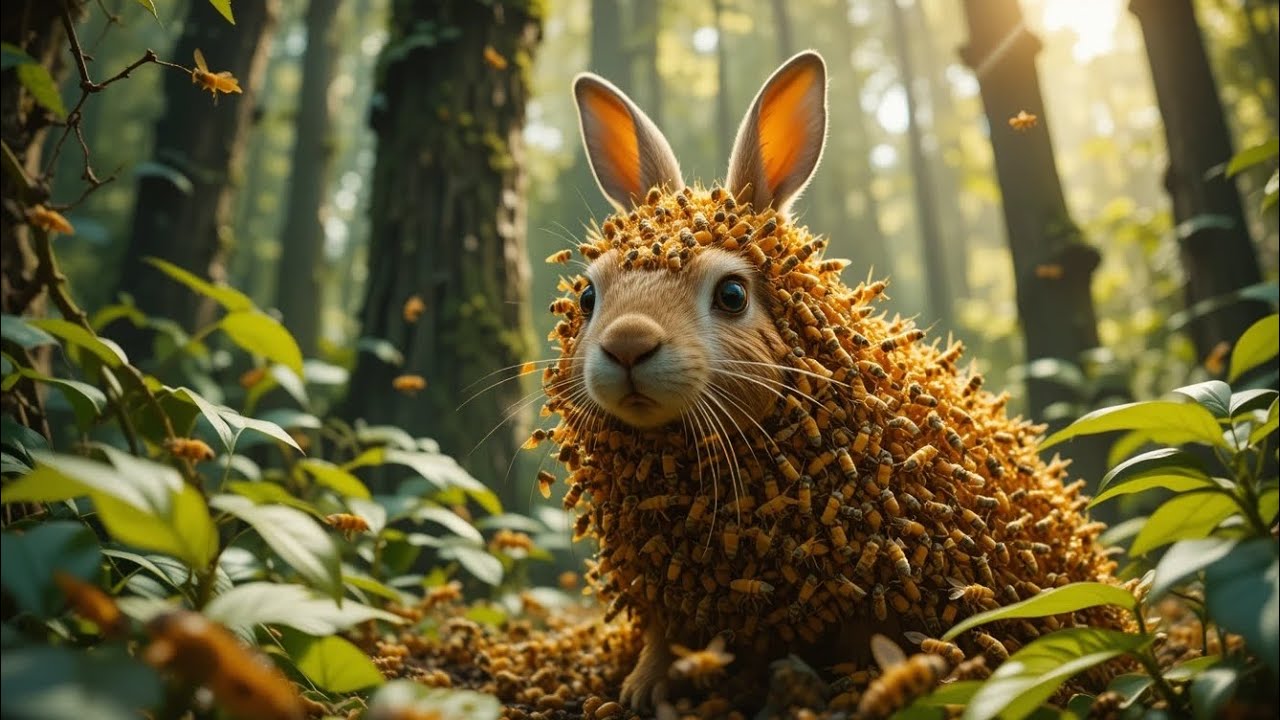 A Rabbit covered in millions of bees and a traveler rescue him - YouTube