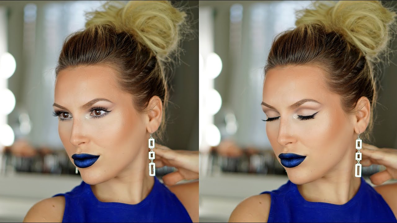 CUT CREASE & BLUE LIPS | Makeup Tutorial - YouTube