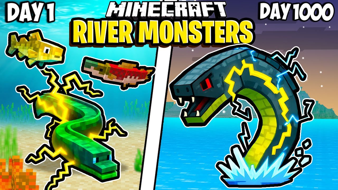 I Survived 1000 Days as a RIVER MONSTER in Minecraft - YouTube