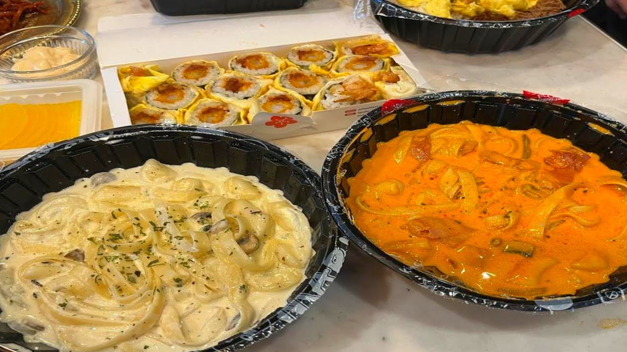 Eating Asmr Spicy Spaghetti Tteokbokki, eggs Shrimp Gimbap || korean ...