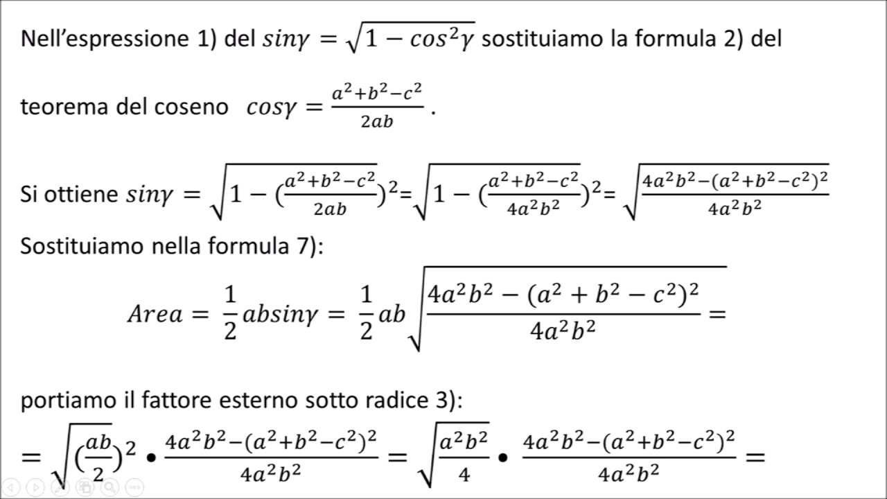 Formula di Erone - Dimostrazione Trigonometrica - YouTube