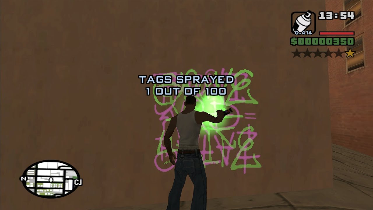 How to spray Gang Tag #19 at the beginning of the game - GTA San ...