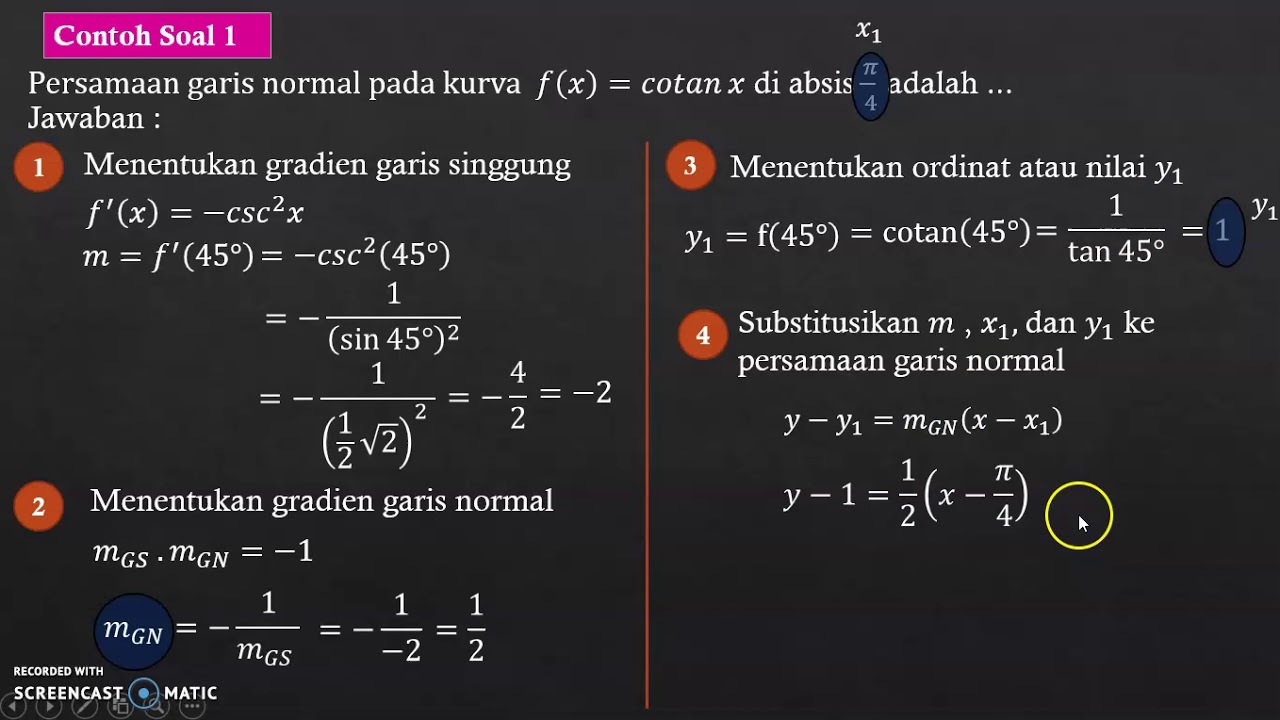 APLIKASI TURUNAN PERSAMAAN GARIS NORMAL KURVA FUNGSI TRIGONOMETRI ...