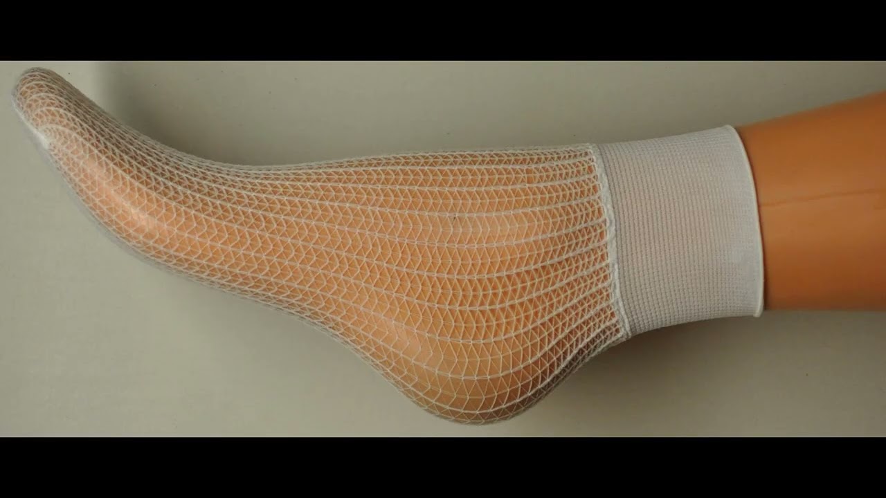 Circular knitted fishnet socks (Part 4) - YouTube