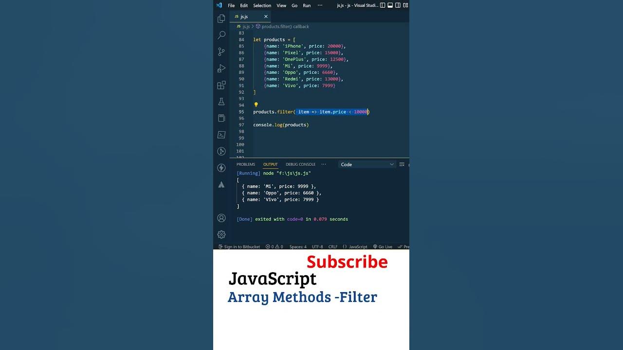 Javascript In Telugu Javascript Array Methods Filter In Javascript 8735