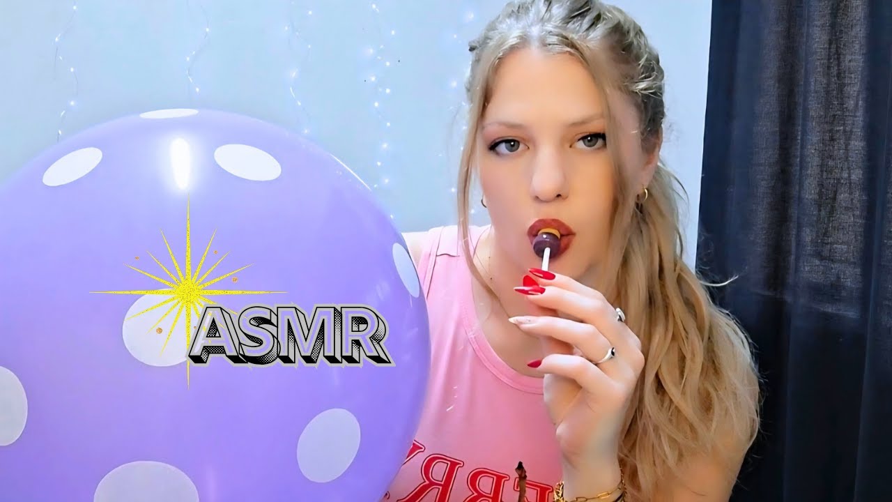 ASMR 🍭 Lollipop Mouth Sounds + Yoga Ball Tapping + Balloon Play🎈 - YouTube