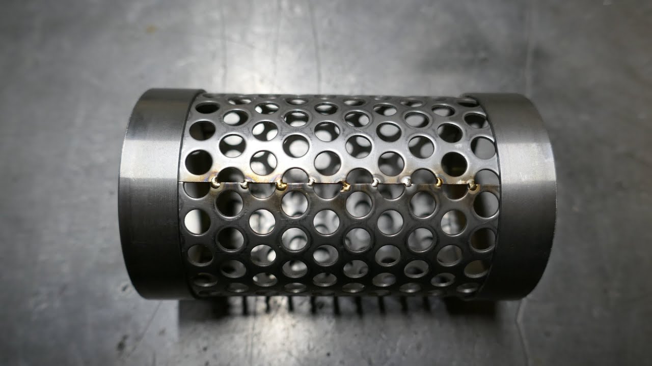 Cutting, Rolling & Welding 1mm thick Perforated Stainless Steel. - YouTube