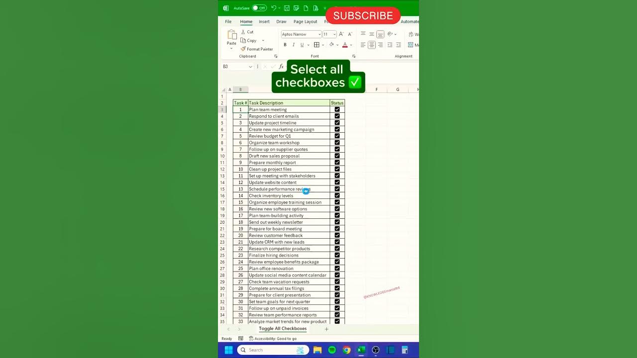 How to Check/Uncheck all checkboxes with one click ‼️ #shorts #excel #computer - YouTube