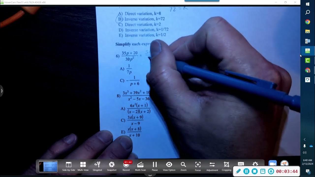 Unit 4 Rational Functions Alg2 Practice Exam (1-15) - YouTube