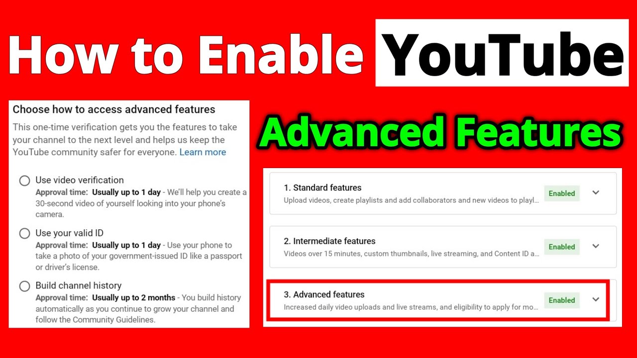 How To Enable YouTube Advanced Features Bangla Tutorial | Choose How To Access Advanced Features ...