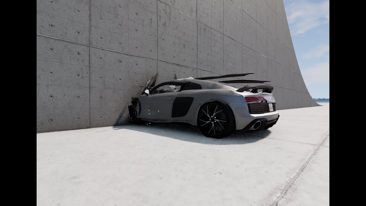 Adui R8 vs Wall - BeamNG Drive - YouTube