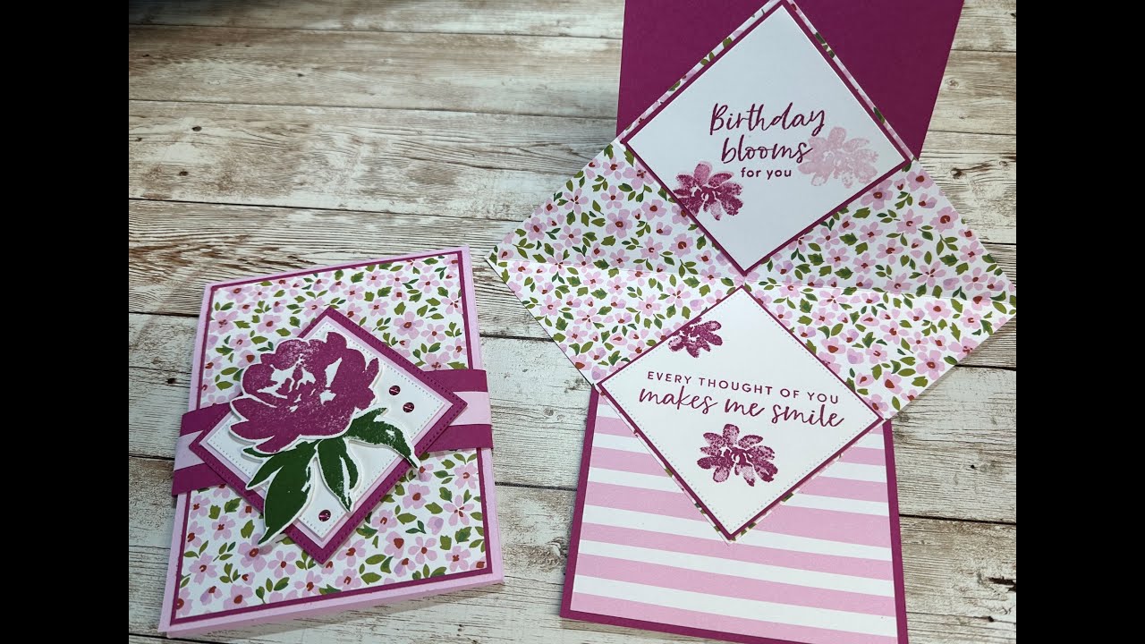Exploding Fun Fold Card with Textured Floral - YouTube