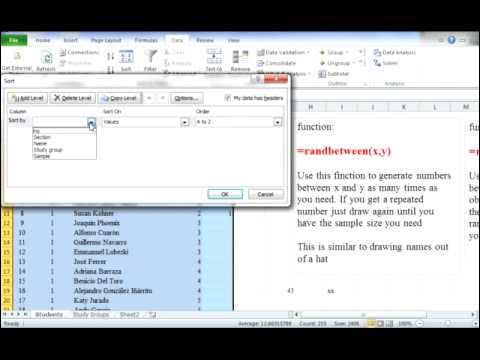 Simple Random Samples using Excel - YouTube