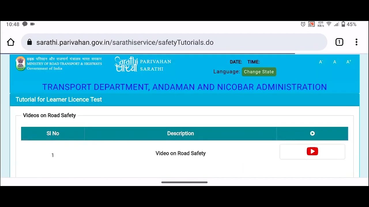 How to complete Road safety tutorial video before Learning Licence Test ...