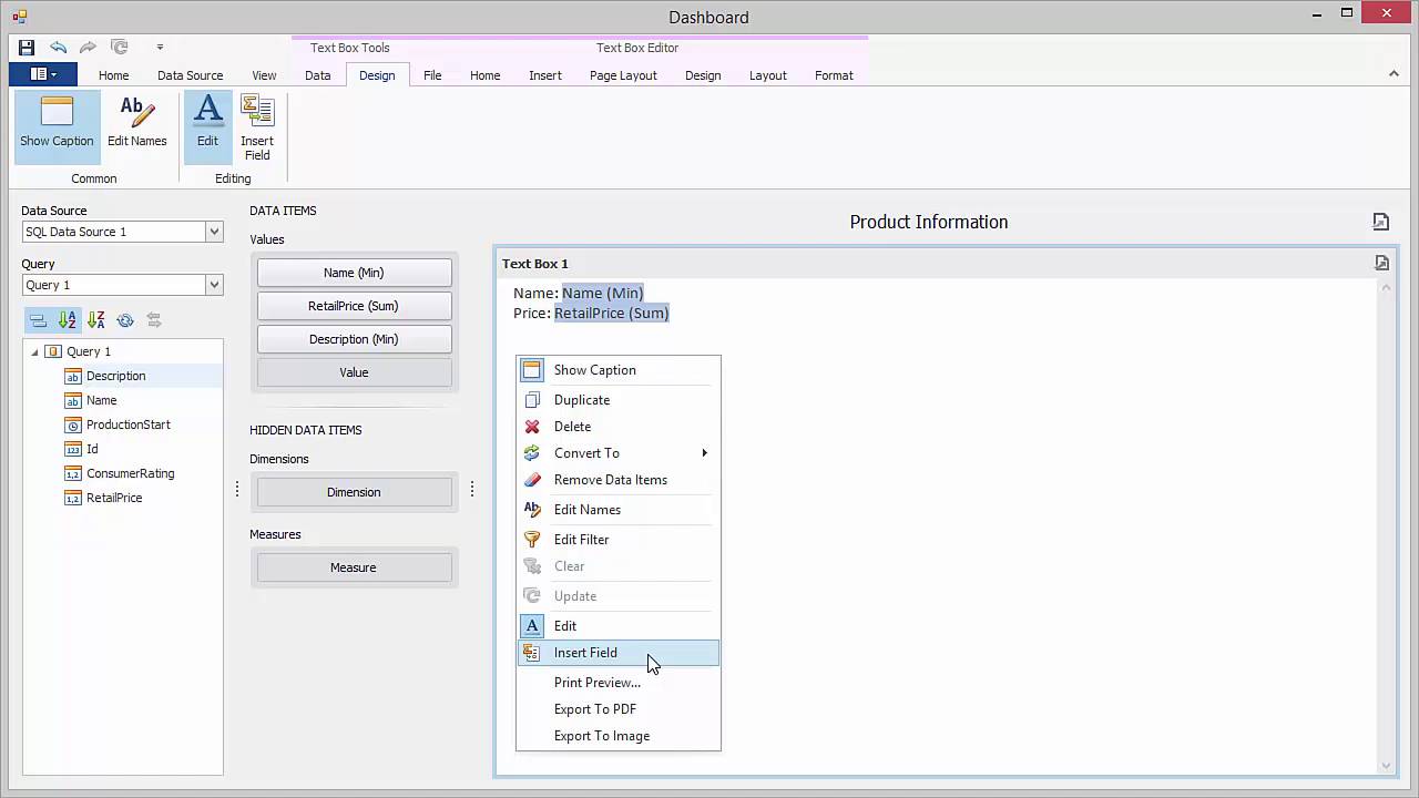 DevExpress Dashboards - Text Box Data - YouTube