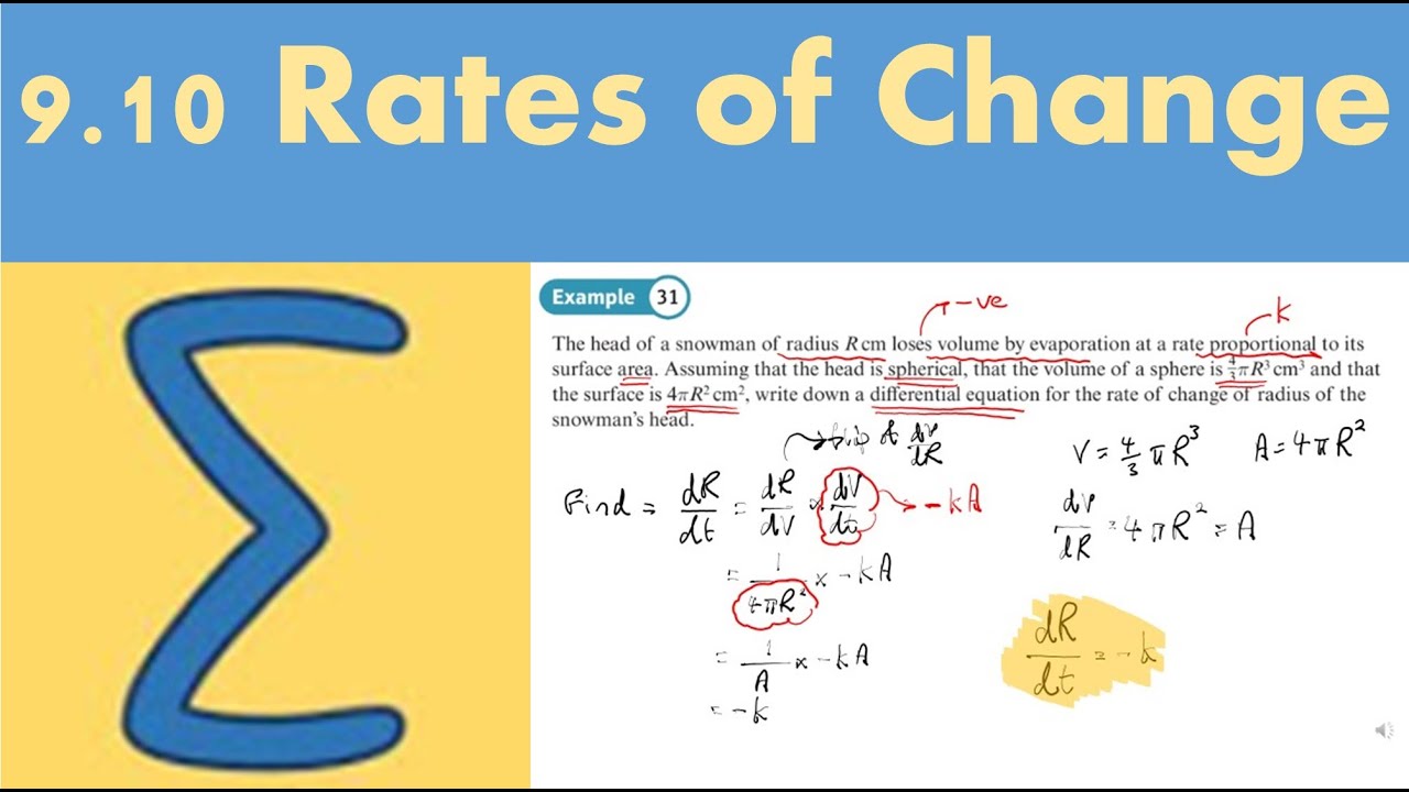 9.10 Rates of Change (PURE 2 - Chapter 9: Differentiation) - YouTube